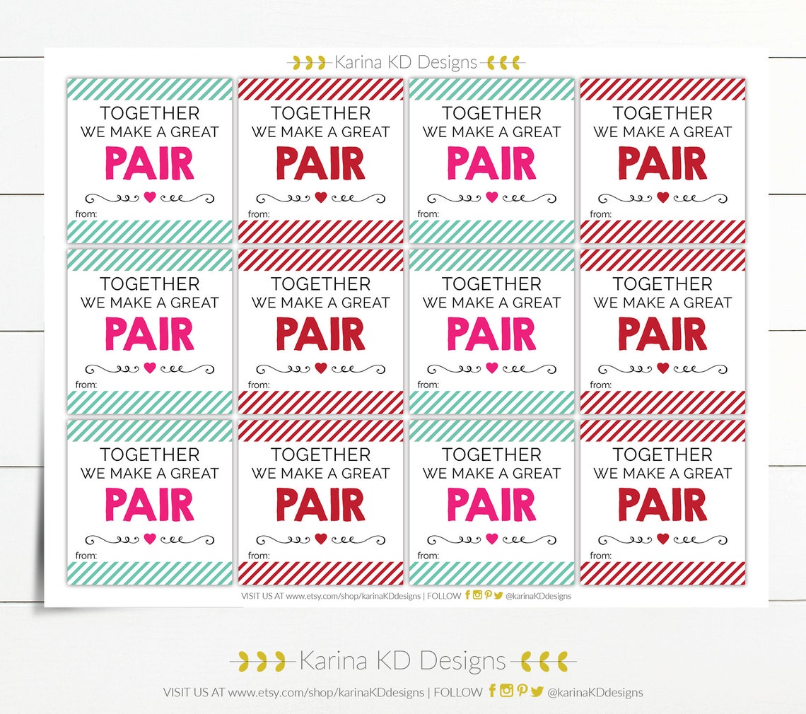 Together We We Make a Great PAIR Valentine's Day Tag - Etsy