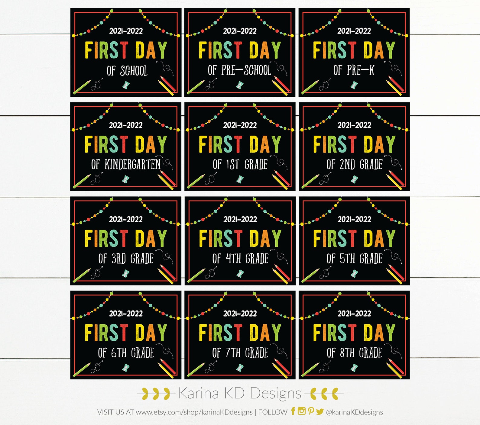 Black 1st and Last Day of School Signs 8x10 get All - Etsy