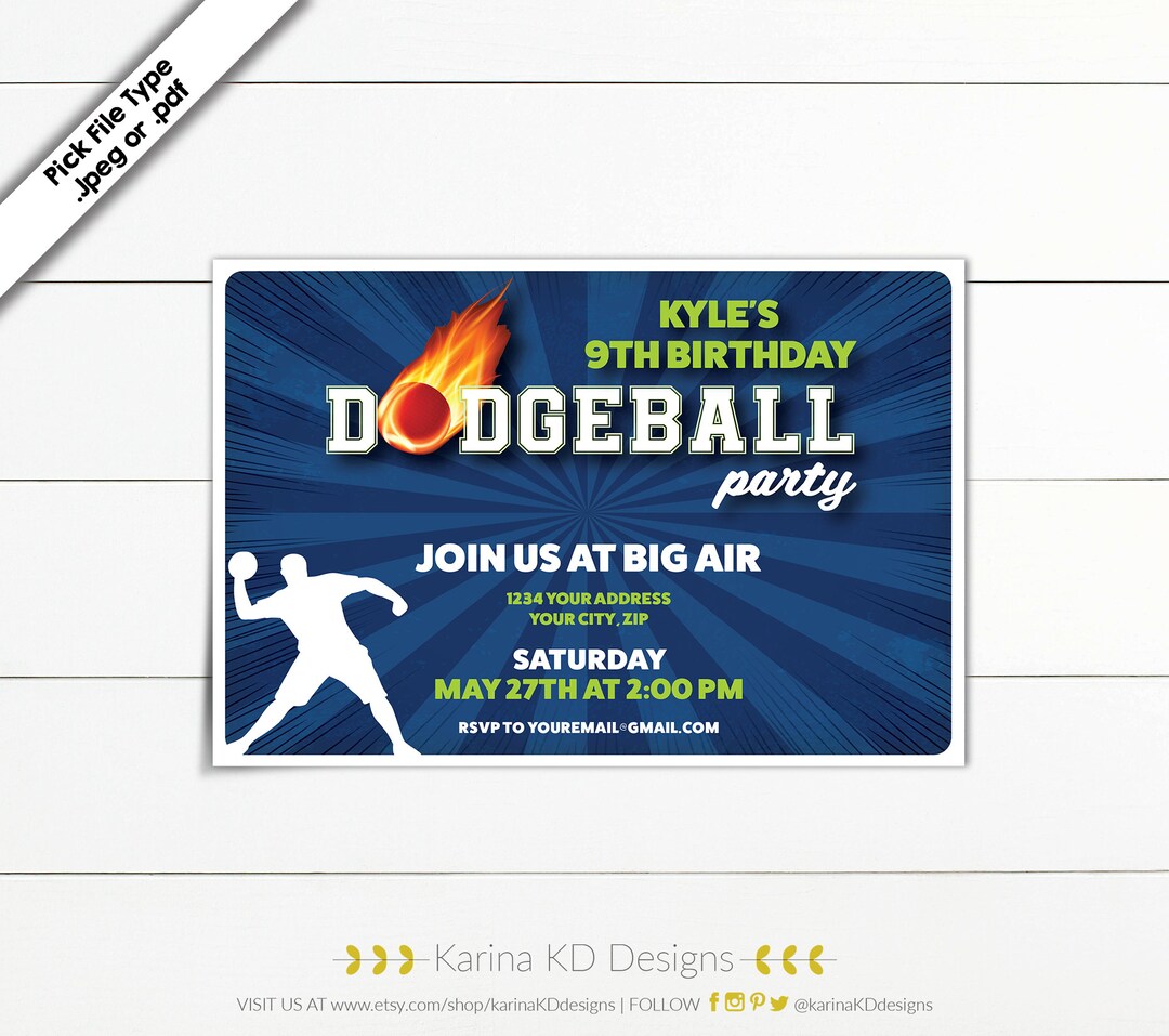Dodgeball 5x7 Invitation - Etsy