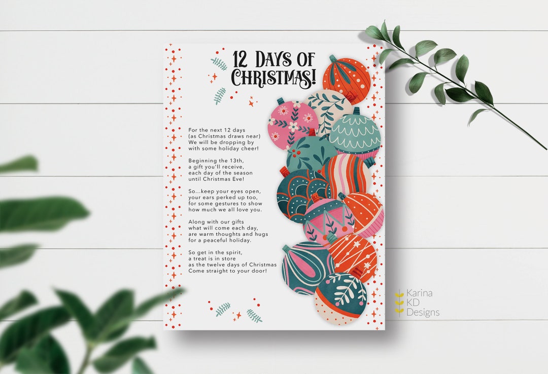 12 Days of Christmas Letter - Etsy
