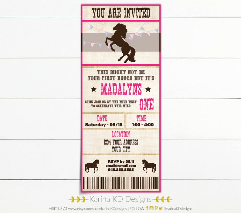 Rodeo Ticket Invitation - Etsy