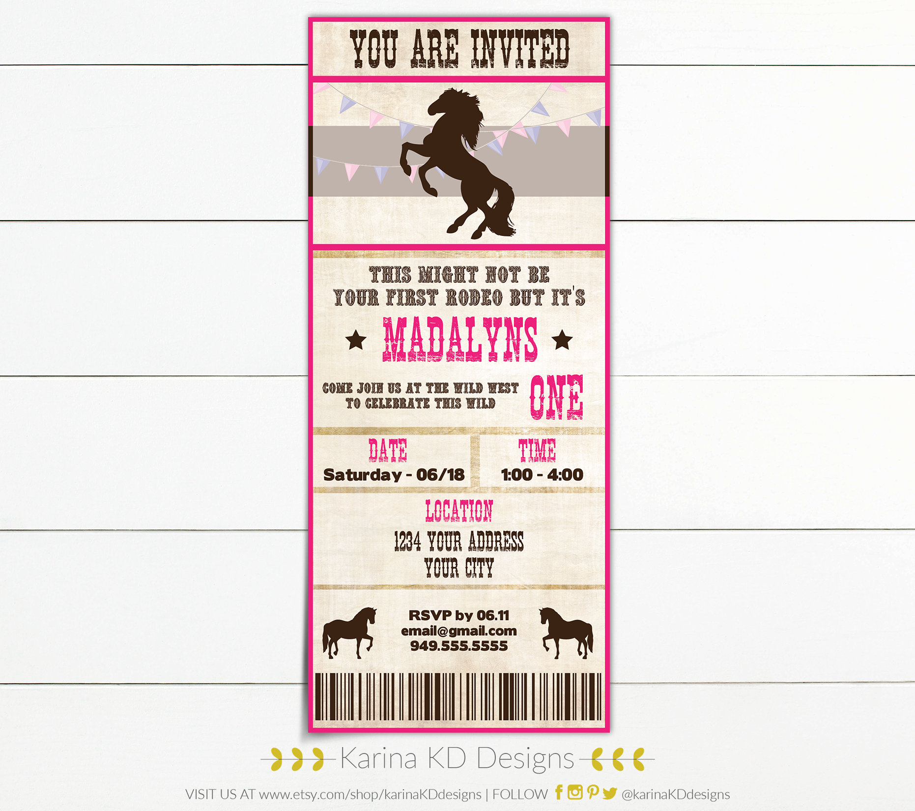 Rodeo Ticket Invitation - Etsy