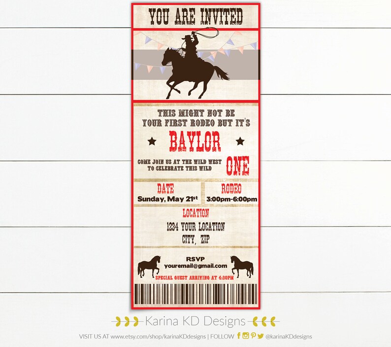 Rodeo Ticket Invitation - Etsy
