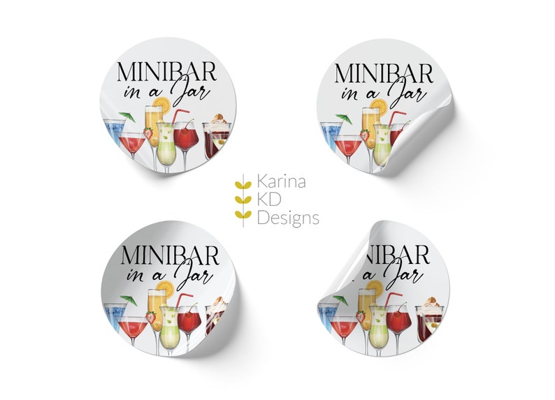 Mini Bar in a Jar - 3 Inch Round Tags - Etsy