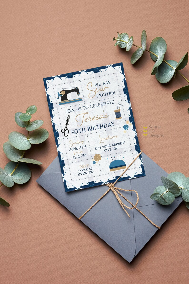 Blue Quilting | Sewing Invitation - Etsy