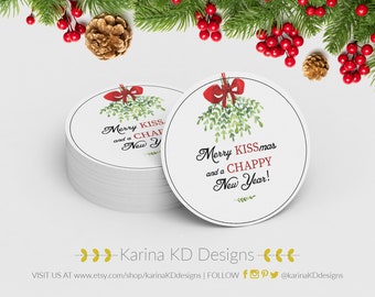 Christmas PRINTABLE 'merry Kissmas and Chappy New Year Gift Tags ...