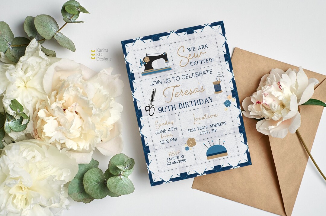 Blue Quilting | Sewing Invitation - Etsy