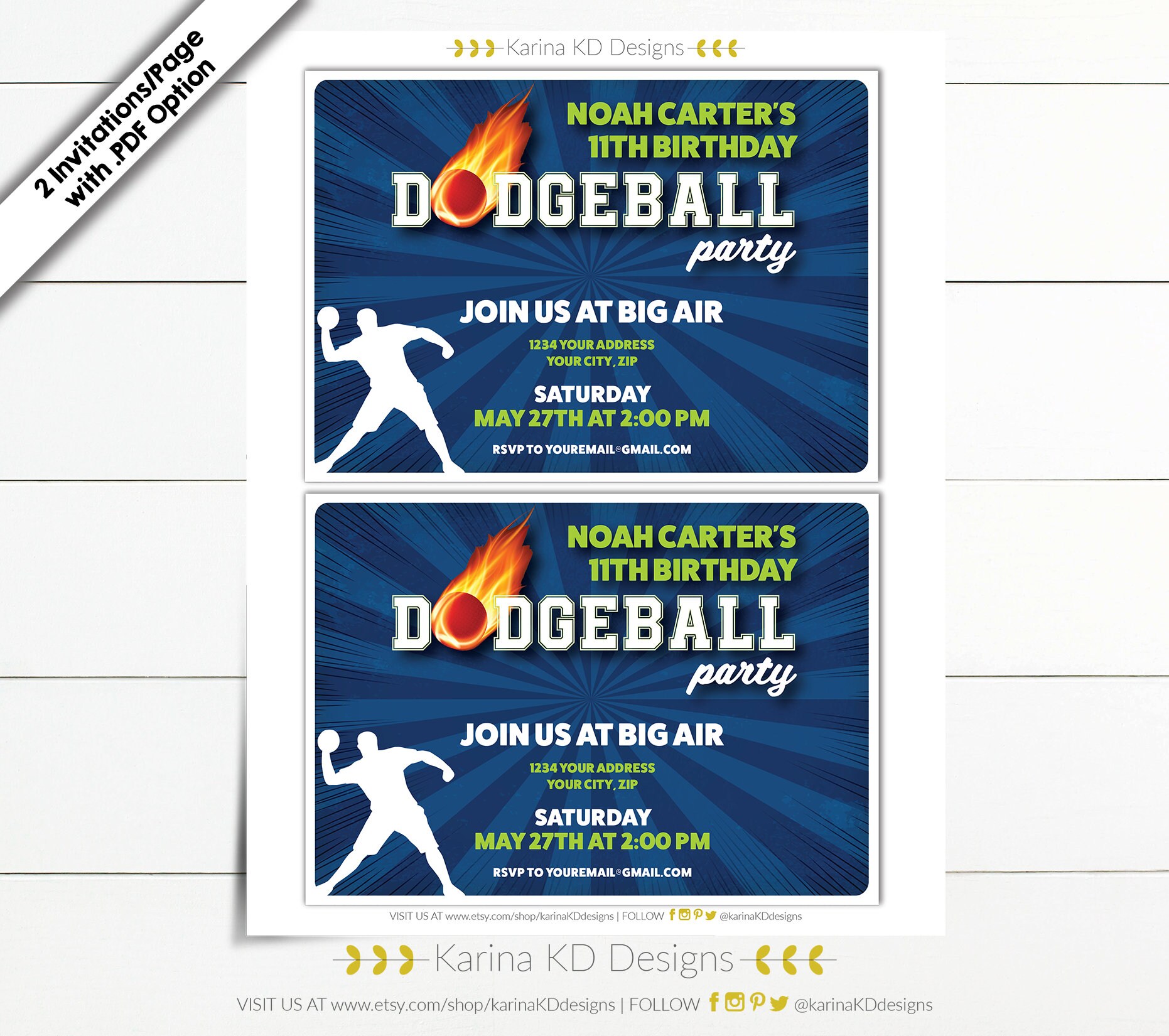 Dodgeball 5x7 Invitation | Etsy