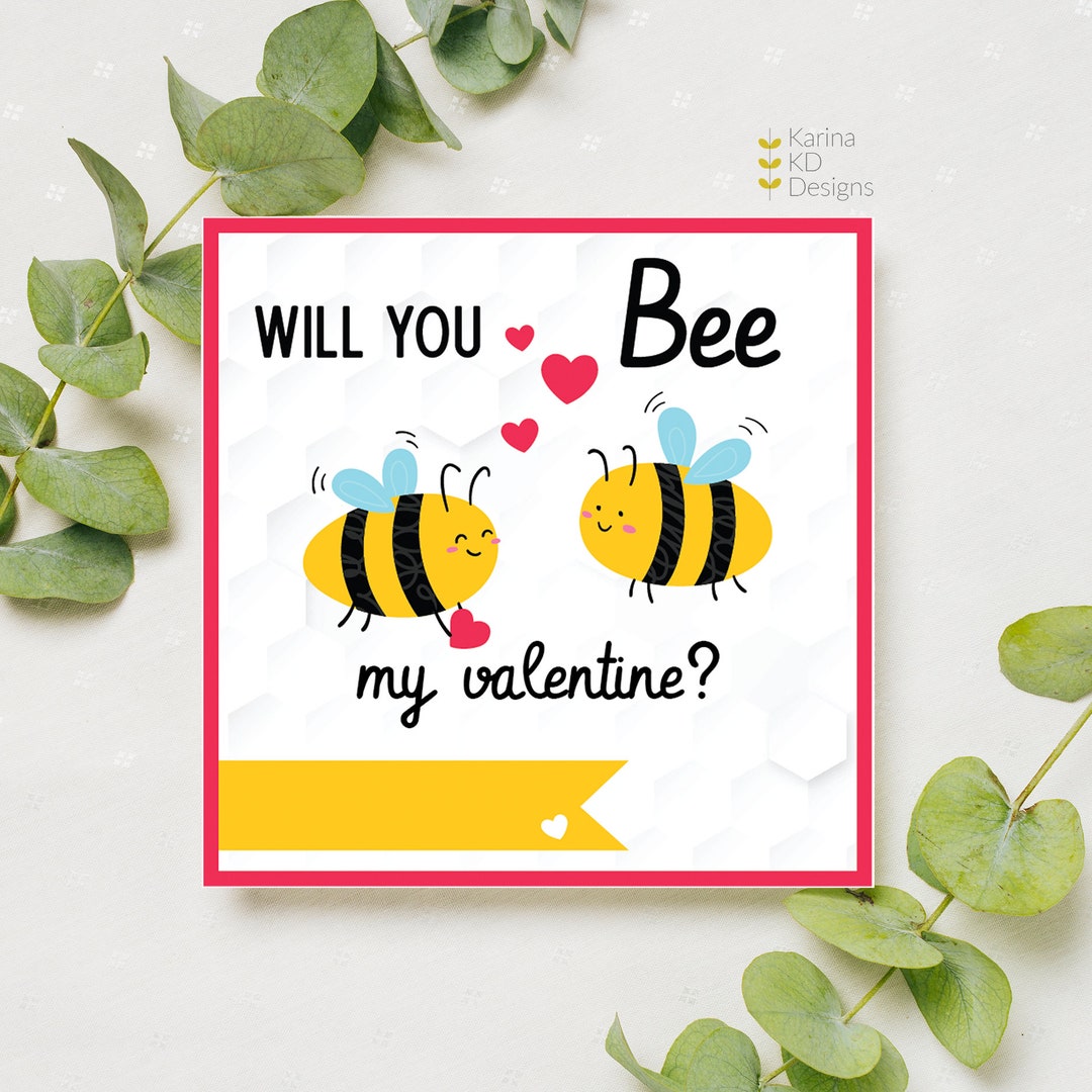 Will You BEE My Valentine? Valentine's Day Tag - Etsy