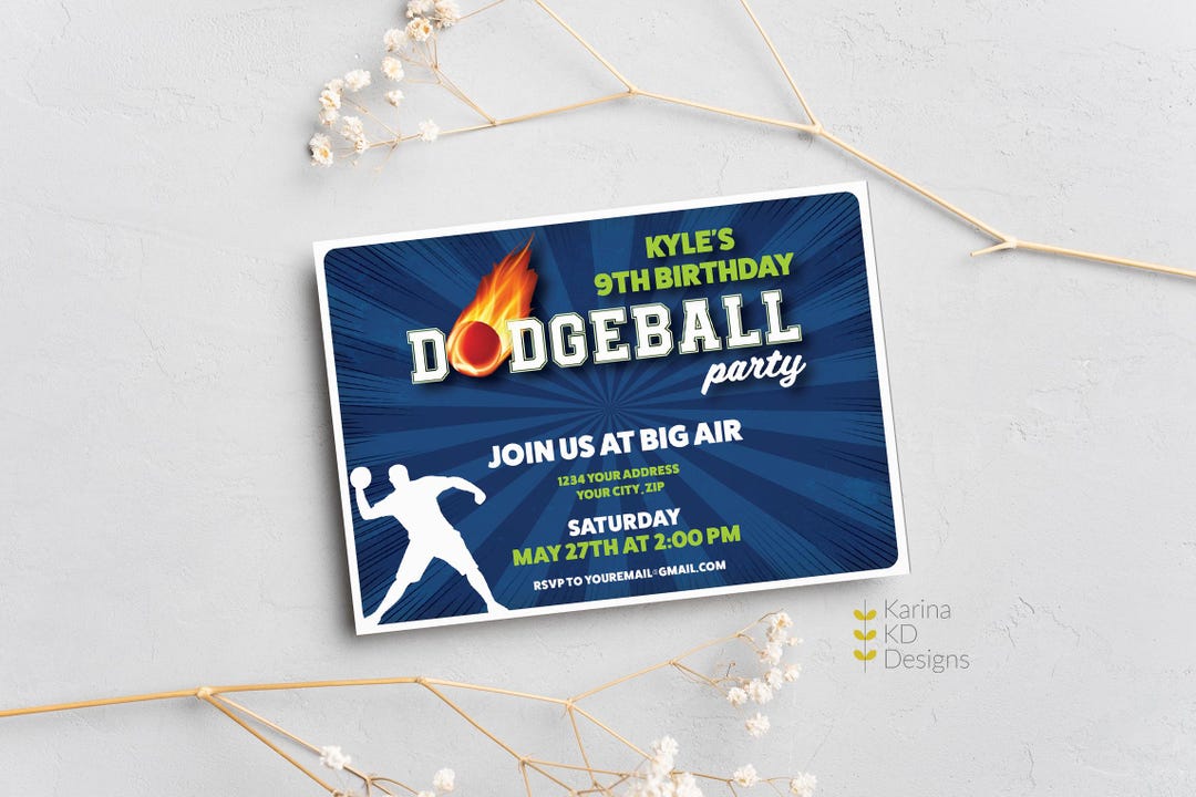 Dodgeball 5x7 Invitation - Etsy