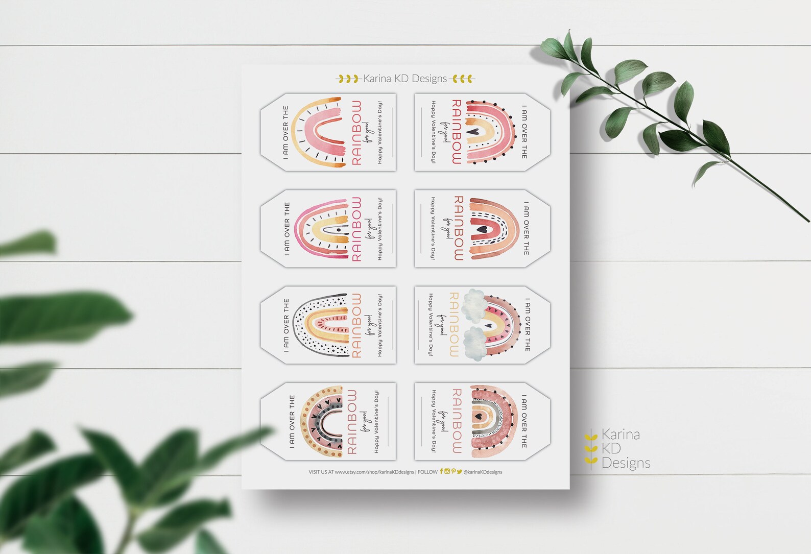 Rainbow Valentine's Day Tags - Etsy