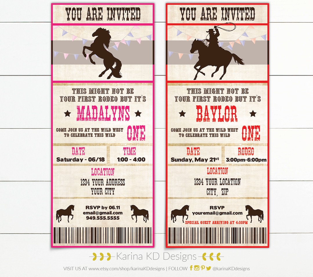 Rodeo Ticket Invitation - Etsy