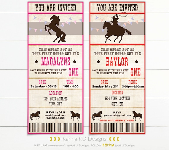 Rodeo Ticket Invitation - Etsy