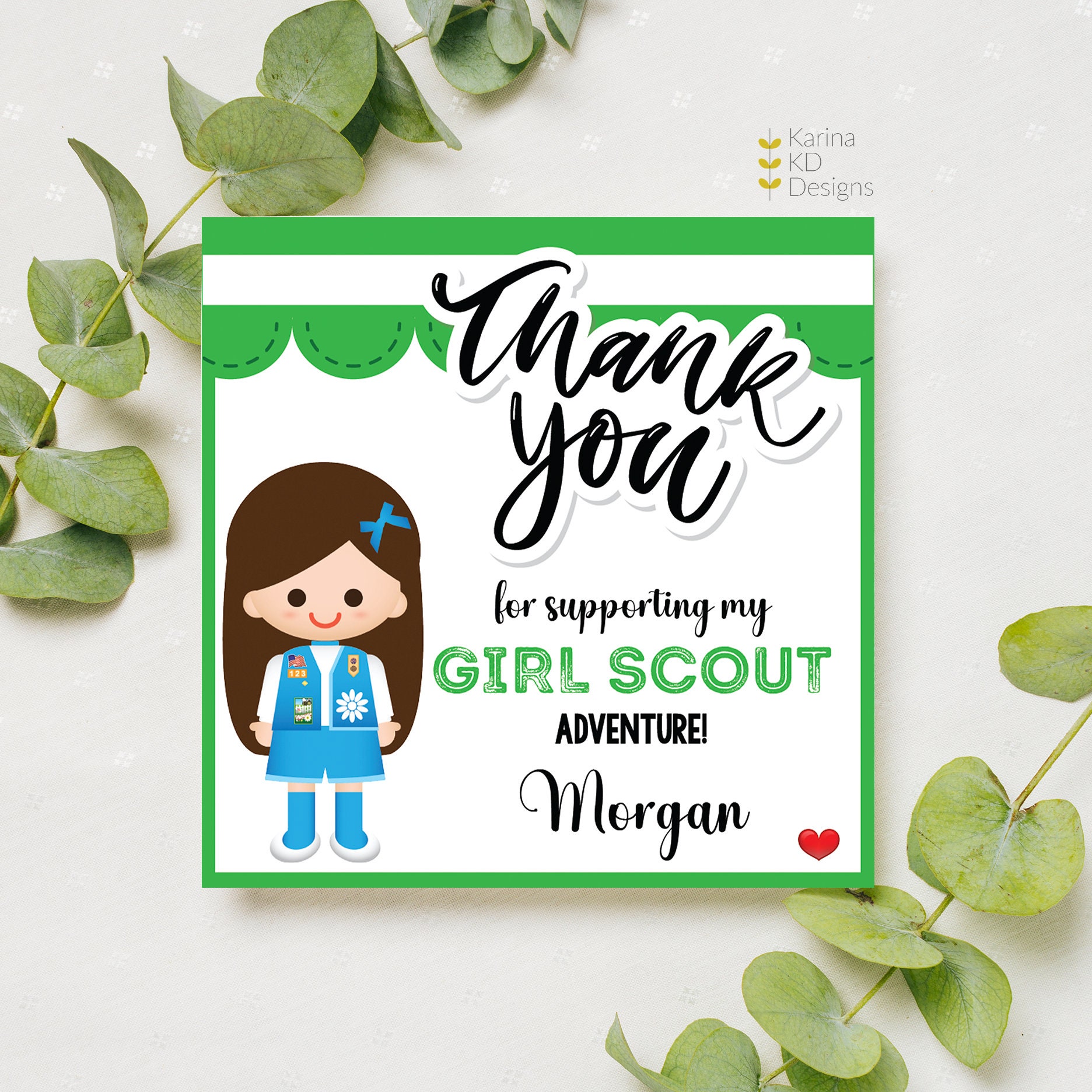 Square Girl Scout Thank You Tags - Etsy