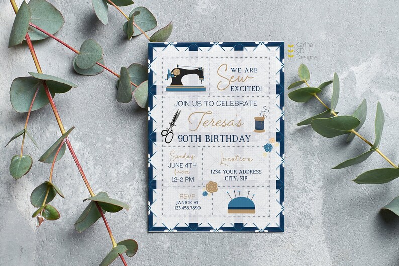 Blue Quilting | Sewing Invitation - Etsy