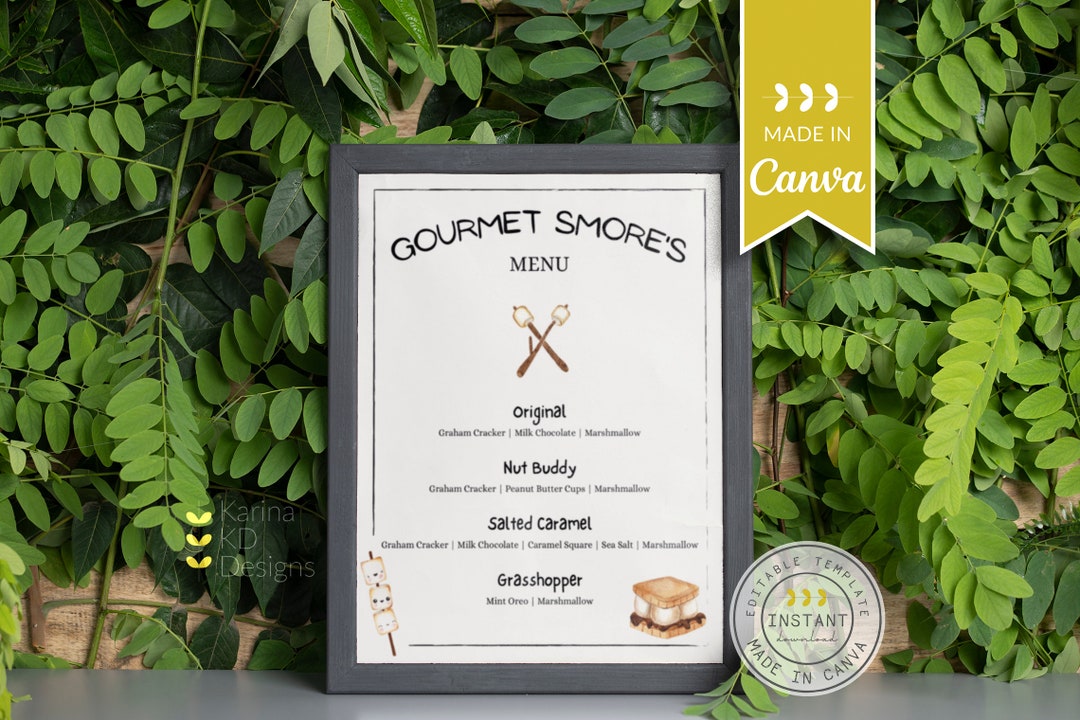 8x10 Gourmet S mores Menu Editable Canva Template Instant Download 8x10-gourmet-s-mores-menu-editable-canva-template-instant-download