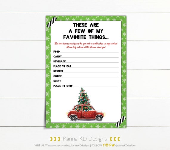 Favorites Things List Christmas | Etsy