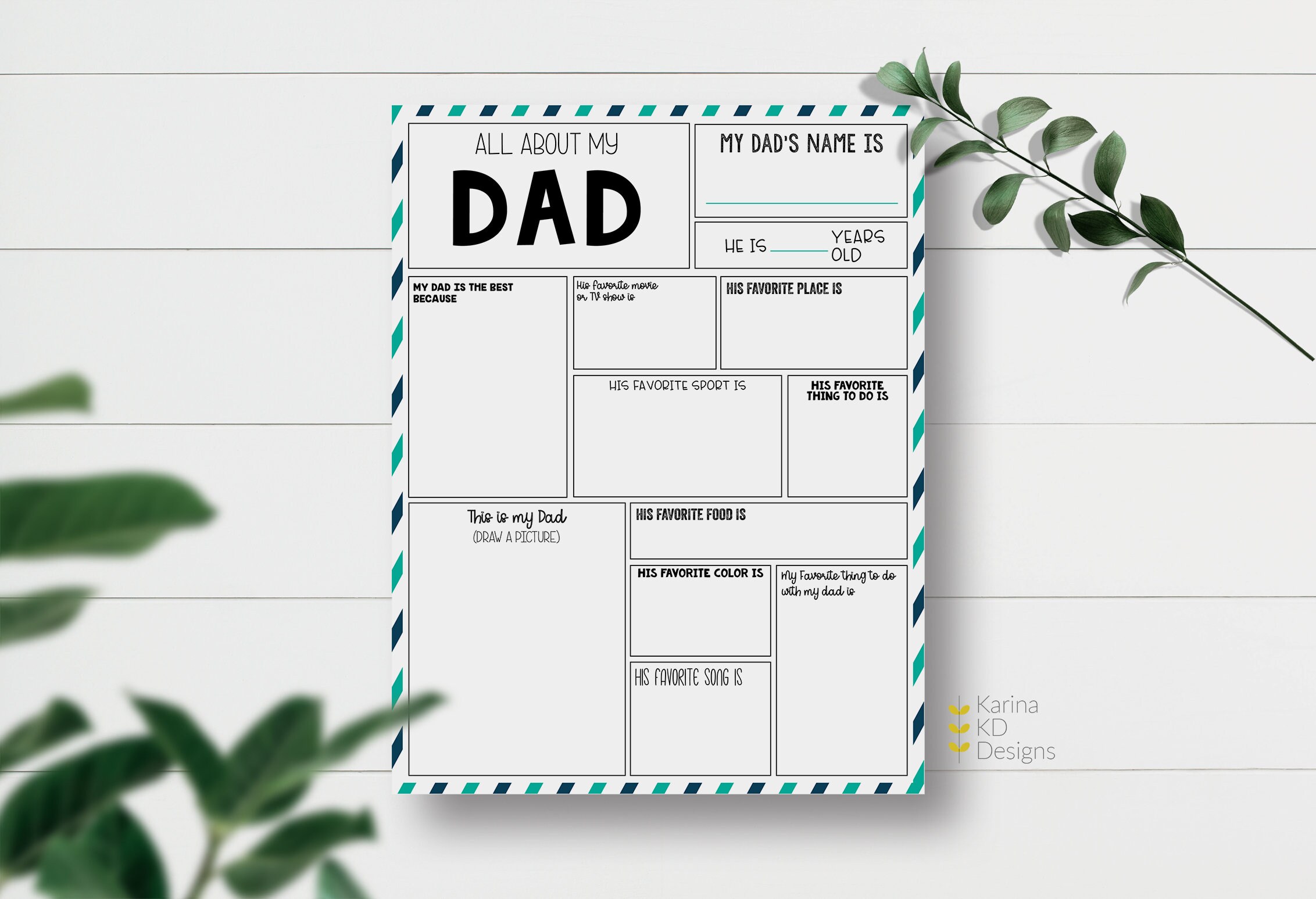 All About My DAD Worksheet - Etsy