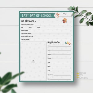 1st and Last Day of School - All About Me Worksheet - Etsy