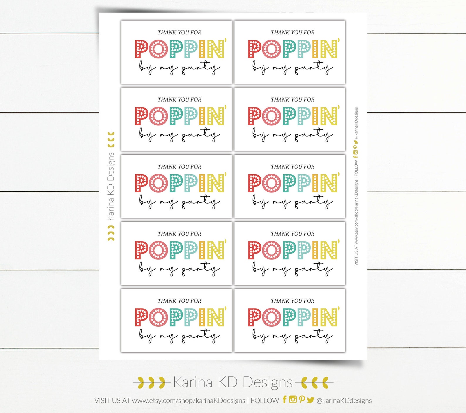 Thanks for POPPIN' by My Party - Tags - Etsy