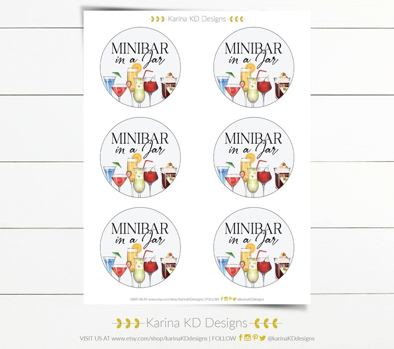 Mini Bar in a Jar - 3 Inch Round Tags - Etsy