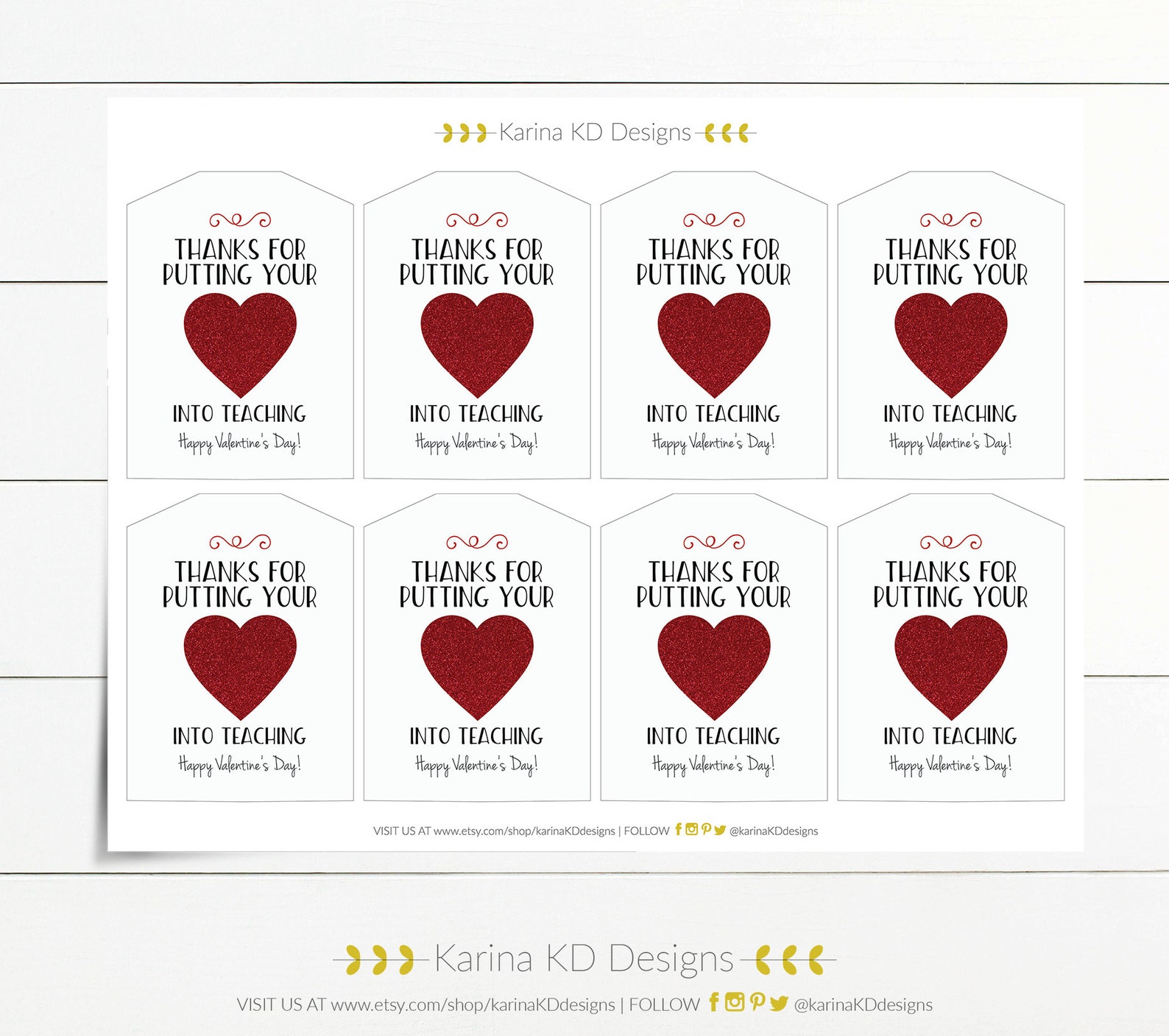 RED Thank's for putting your heart into teaching | Etsy