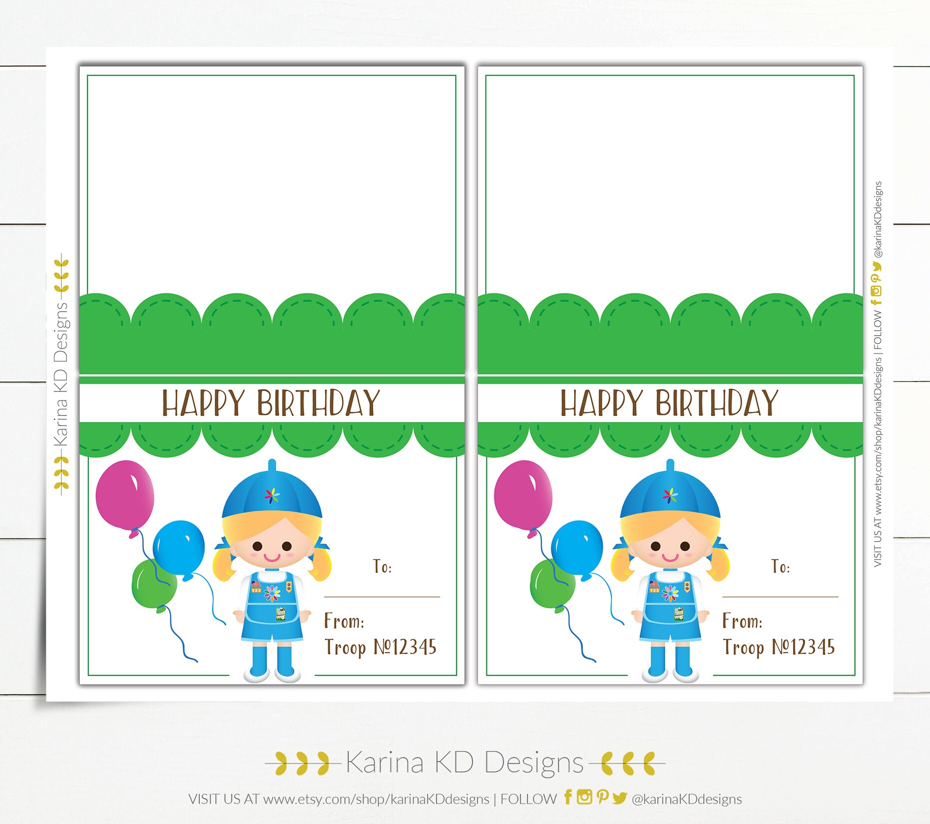 Girl Scout 5x4 Folded Cards | Etsy