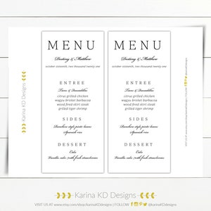 Minimalist B&W Menu - Etsy
