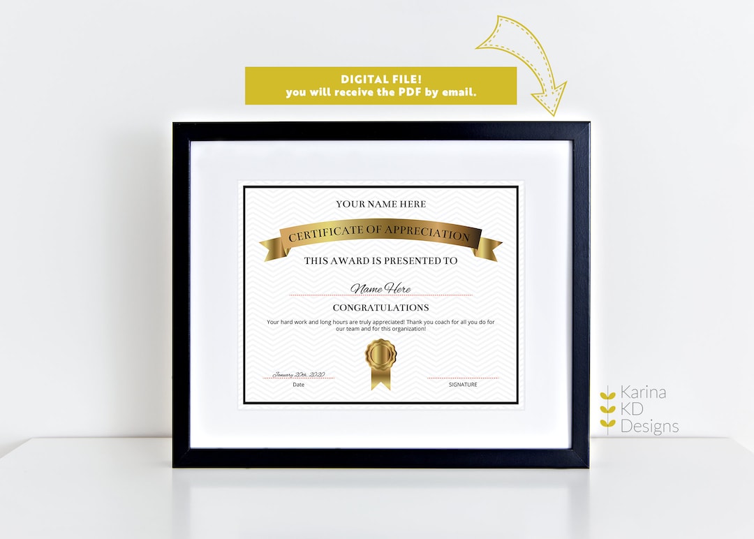 Personalized Certificate / Award (DIGITAL FILE - PDF) - Etsy