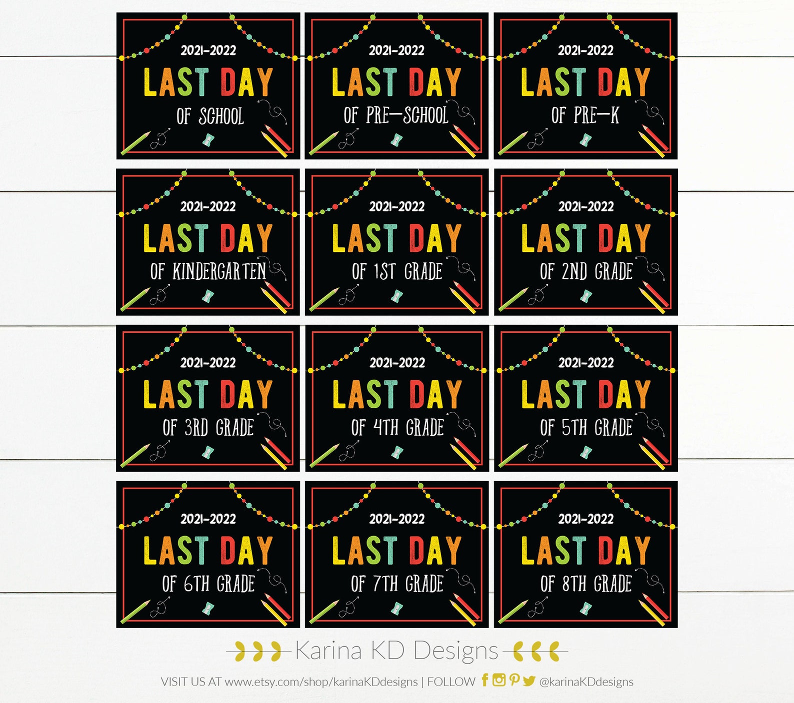 Black 1st and Last Day of School Signs 8x10 get All - Etsy