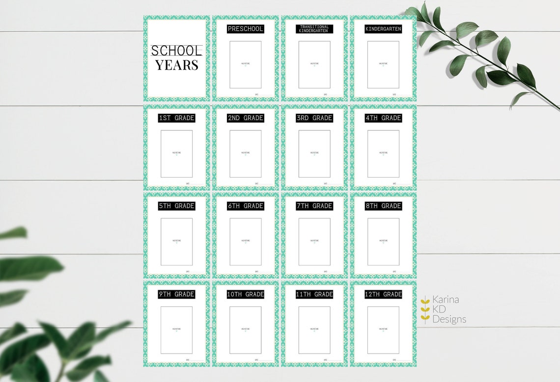 School Year Album Pages - Aqua - Etsy