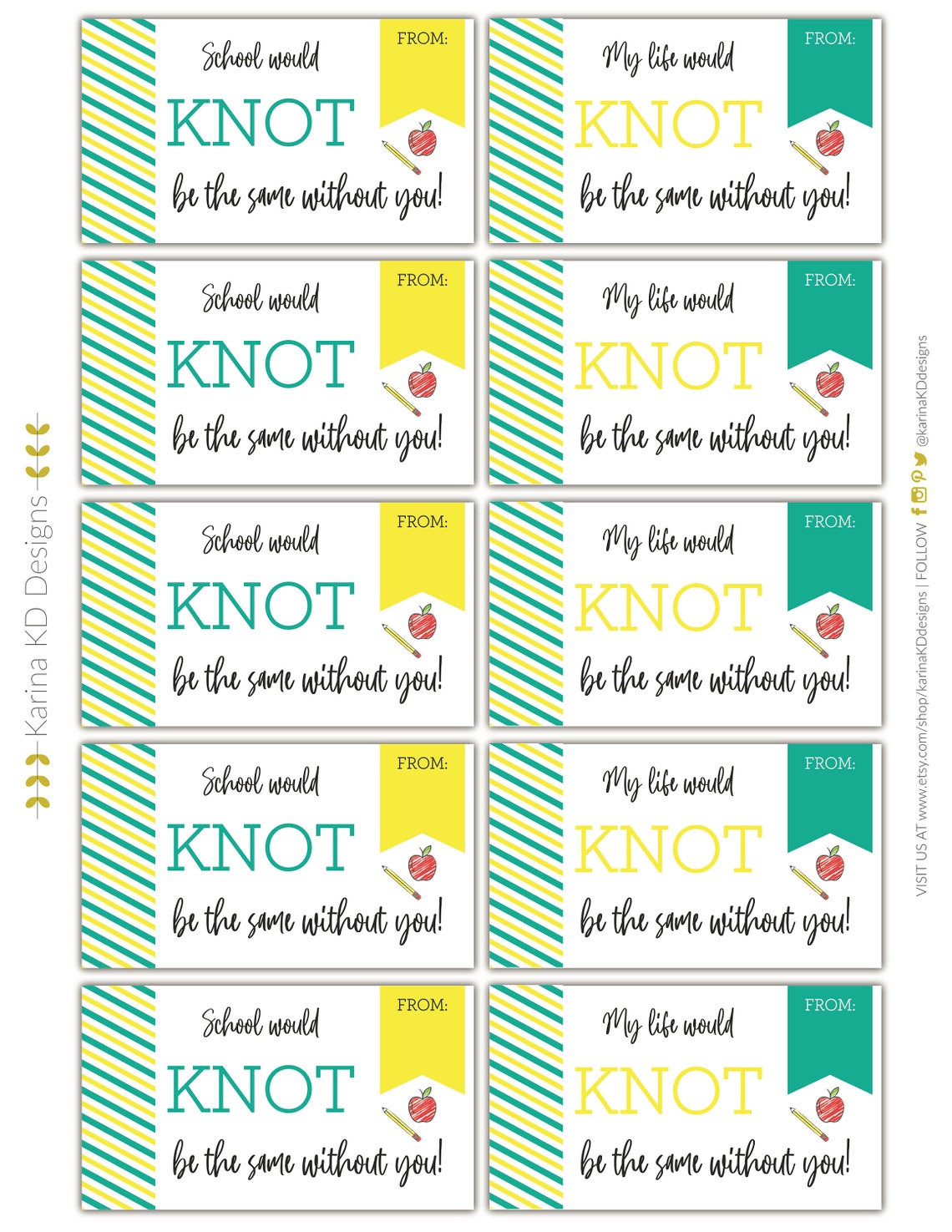 School Would KNOT Be the Same Without You Tags - Etsy