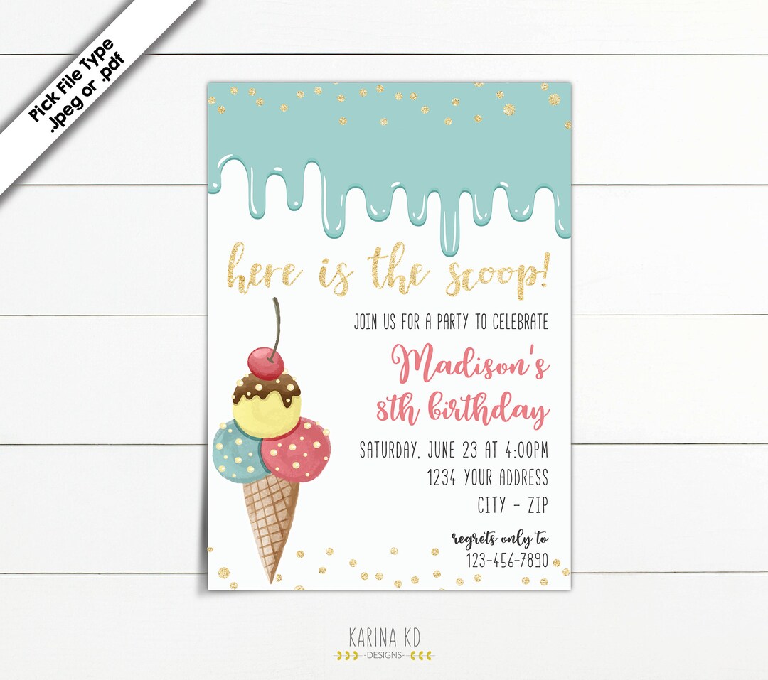 Here is the Scoop! Ice Cream 5x7 Invitation - Etsy