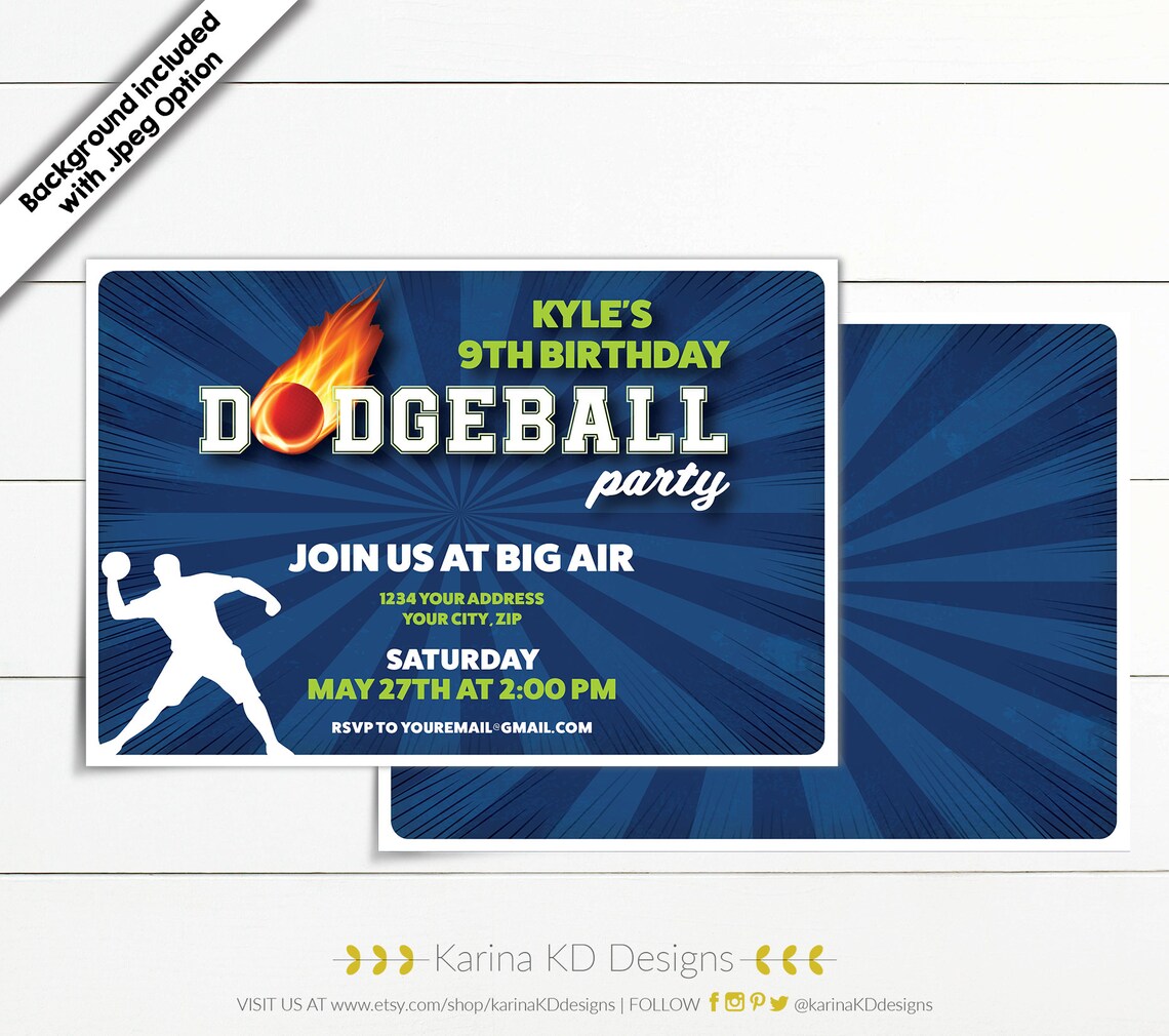 Dodgeball 5x7 Invitation - Etsy