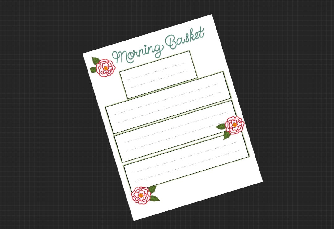 Homeschool Morning Basket Blank Template Vertical or Horizontal ...