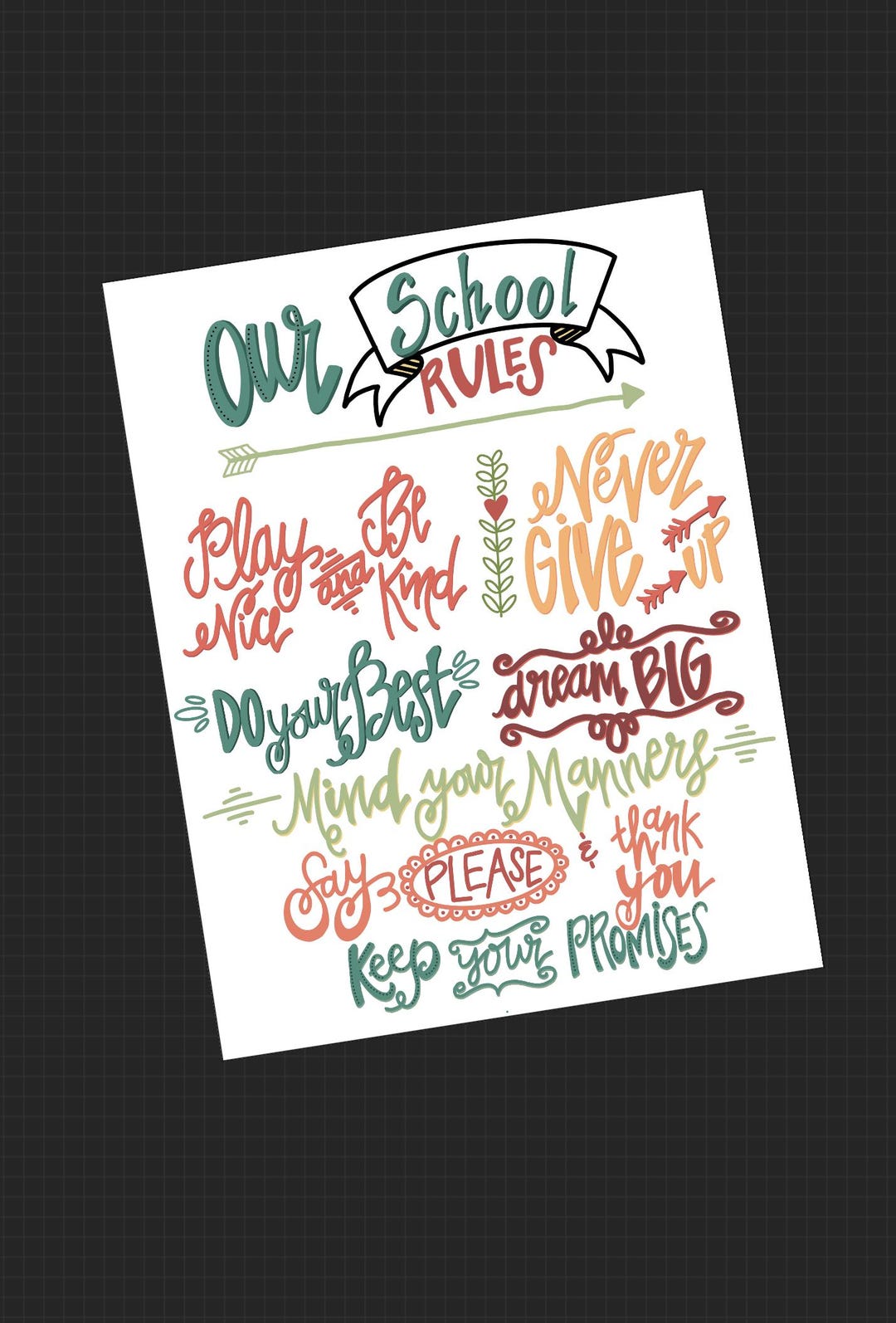 Our School Rules Printable Classroom Art Pdf Poster Sign - Etsy