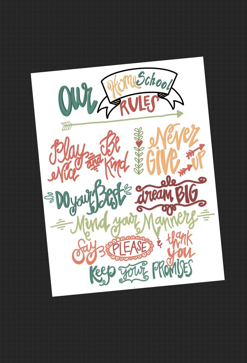 Our Homeschool Rules Printable Classroom Art Pdf Poster Sign - Etsy