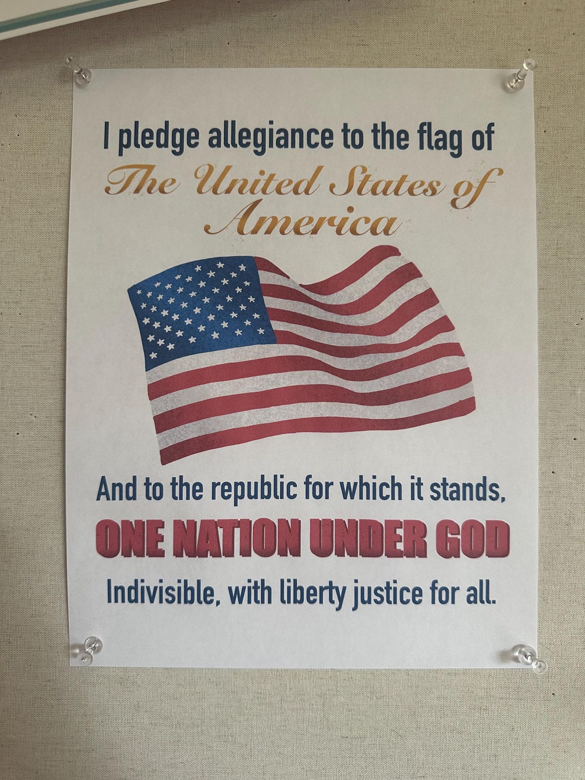 Pledge of Allegiance Printable Wall Art Poster Pdf School Room ...