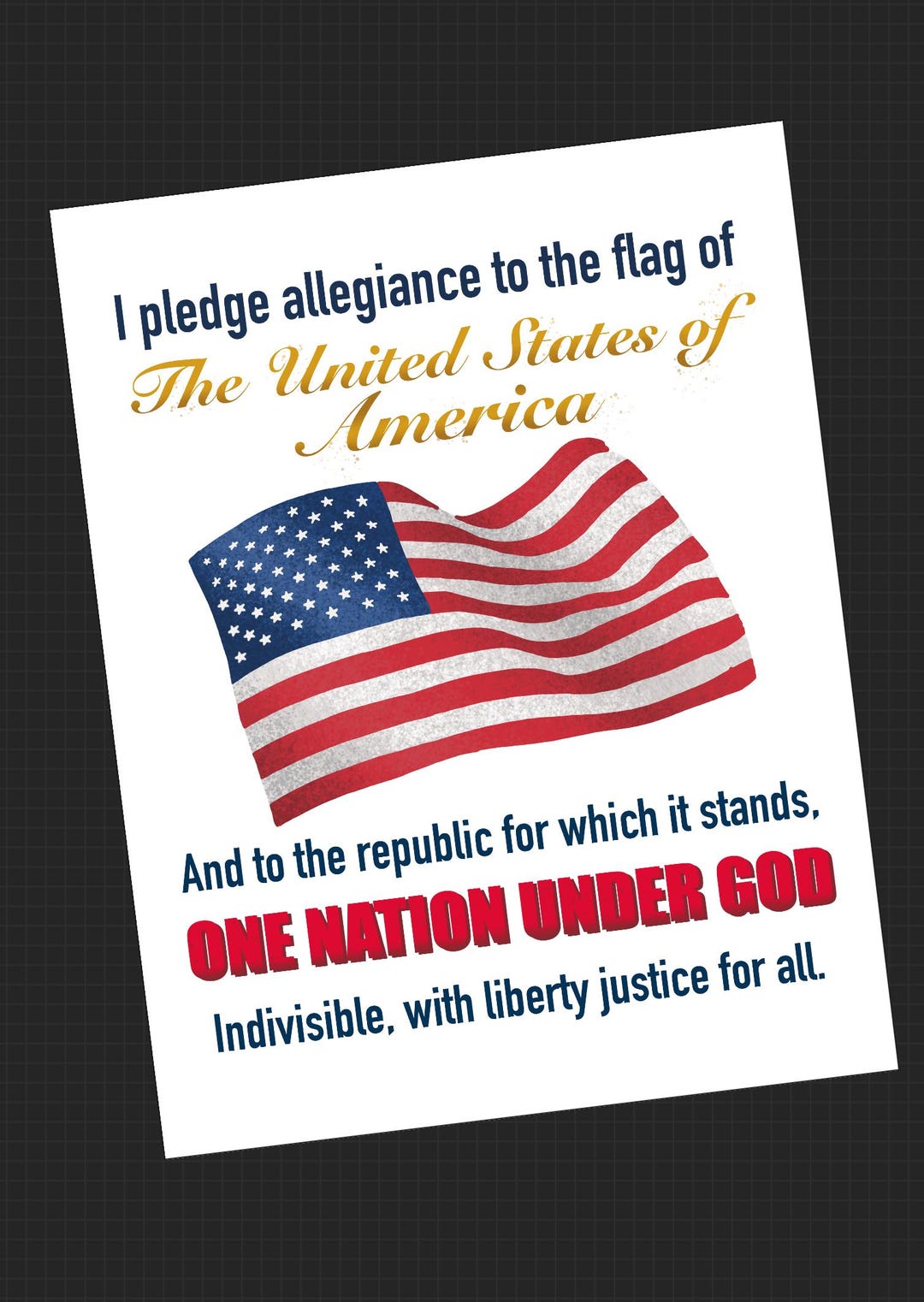 Pledge of Allegiance Printable Wall Art Poster Pdf School Room ...