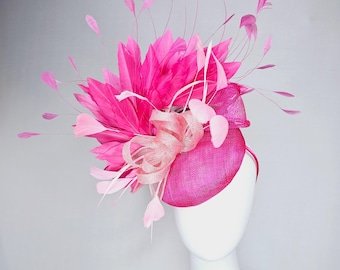 Kentucky Derby Hat Fascinator Huge Blush and Multi Pink Fuchsia Hot ...