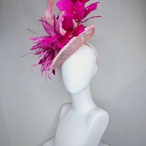 Kentucky Derby Hat Fascinator Blush Pink Sinamay With Branching Fuchsia ...