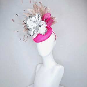 Kentucky Derby Hat Fascinator Bright Hot Pink Fuchsia Sinamay With ...