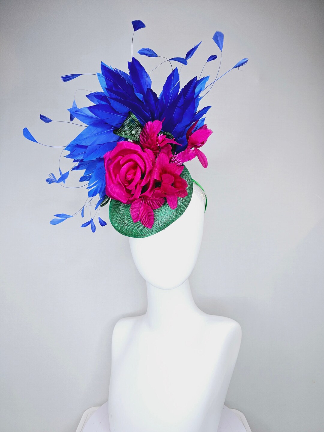 Kentucky Derby Hat Fascinator Fuchsia Magenta Pink Silk Flowers With ...