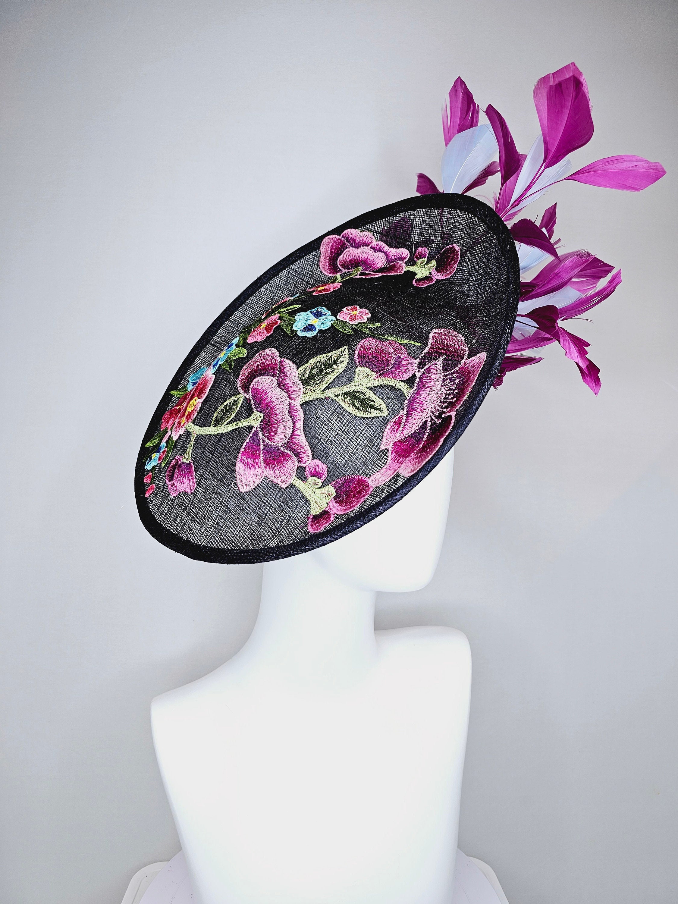Kentucky Derby Hat Navy Sinamay Saucer With Purple Lavender Pink ...