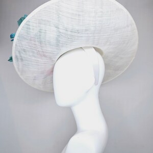 Kentucky Derby Hat Large Wide Brim Sinamay Ivory White Hat With Hot ...