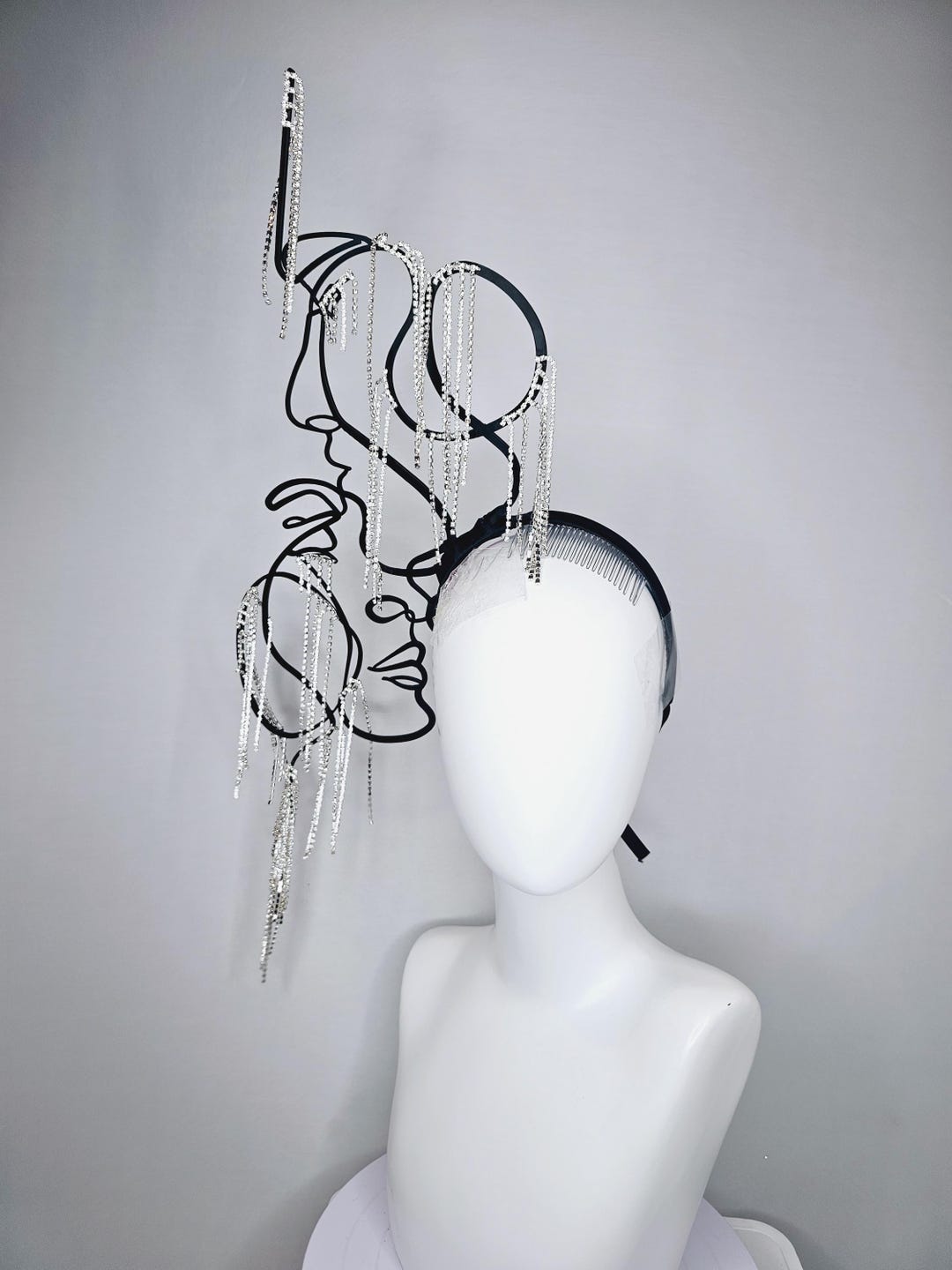 Kentucky Derby Hat Fascinator Black Metal Romantic Sculpture Piece With ...