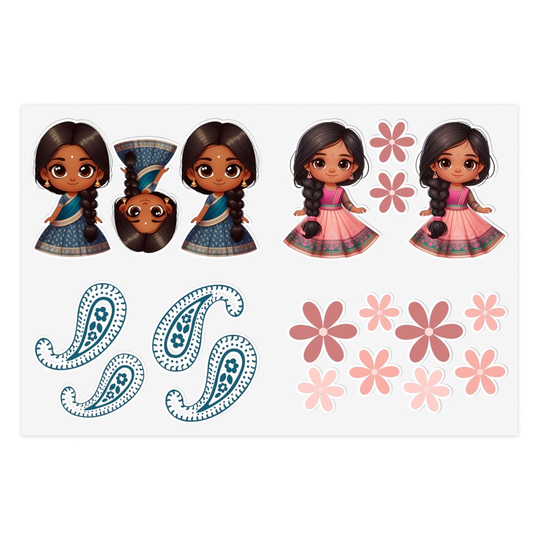 Desi Girl Stickers Desi Princess Indian Stickers Indian Children's ...
