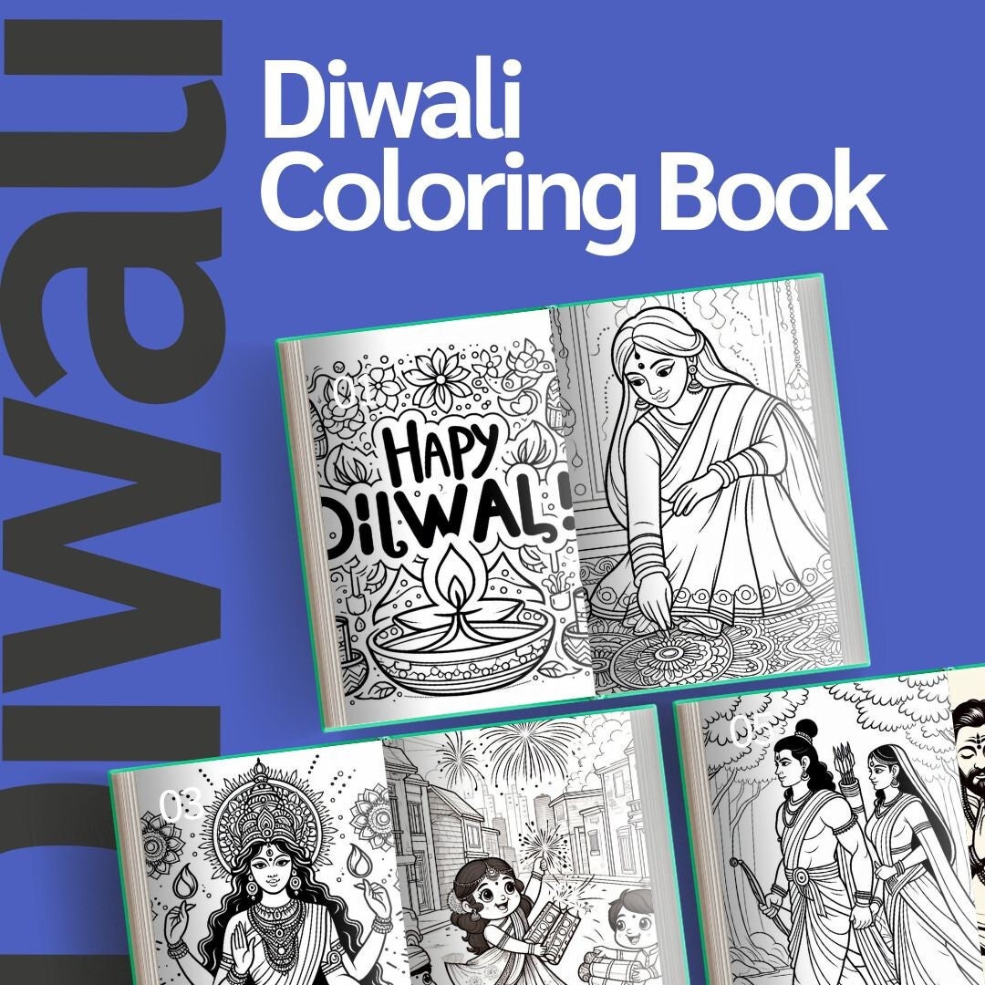 Diwali Coloring Book Adult Coloring Book Hindu Gods India Kids ...
