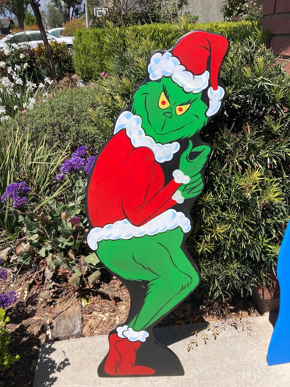 Grinch Stealing Lights Yard Sign Grinch Creeping Around Stealing