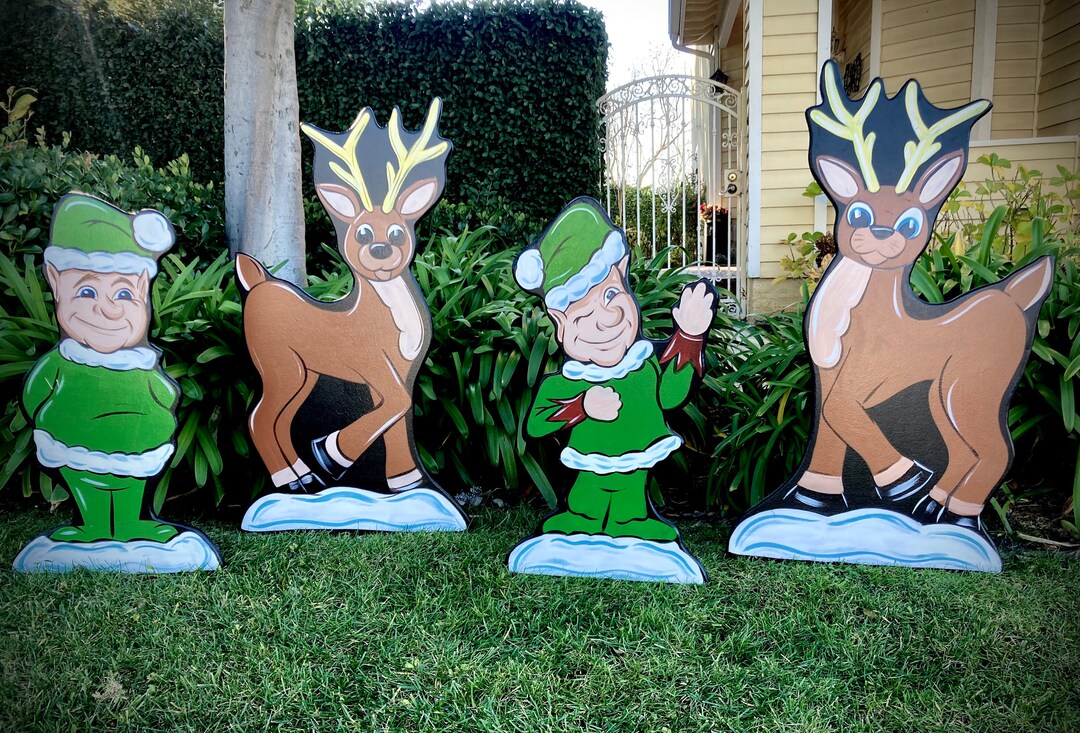Christmas Reindeer and Elves Yard Display - Etsy